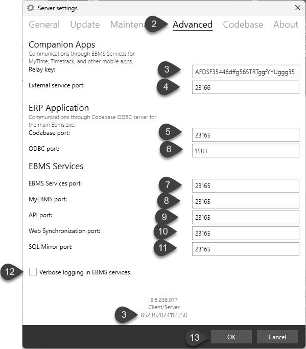 Advanced Communication Settings in Server Manager